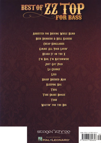 Hal Leonard Best of ZZ Top -Bass iMuso